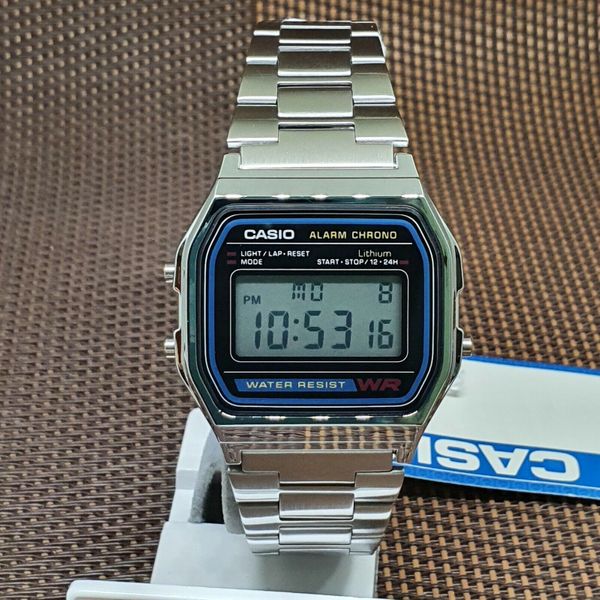 Casio A158WA-1D Vintage Series Digital Stainless Steel Quartz Unisex ...