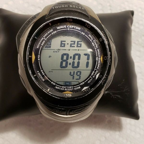 MENS CASIO PAW 1200T TOUGH SOLAR PATHFINDER TRIPLE SENSOR WATCH WAVE ...