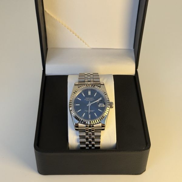 Seiko Mod Blue Datejust 36mm Silver | WatchCharts Marketplace
