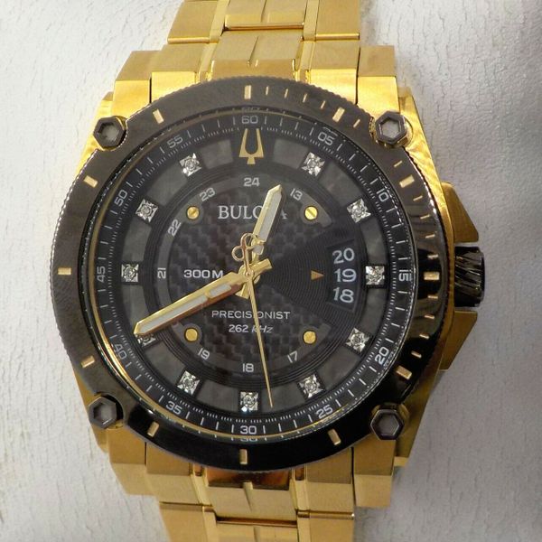 BULOVA PRECISIONIST DIAMOND GOLD TONE STAINLESS STEEL MEN'S WATCH ...
