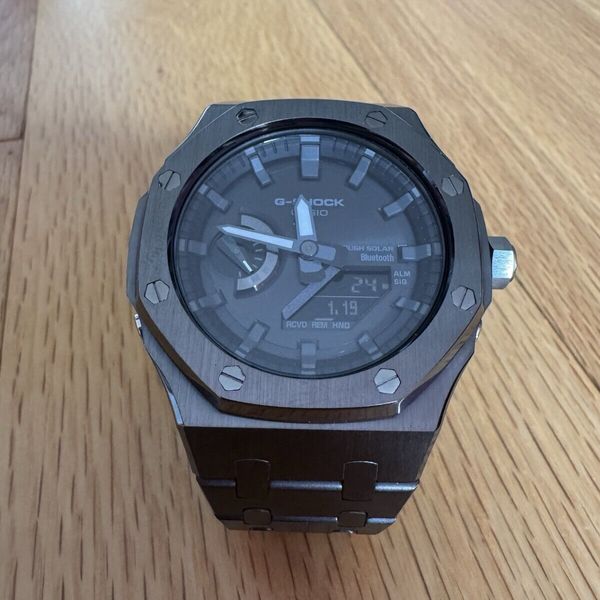 Custom Casio GShock Bluetooth Solar GAB2100 Royal Oak Mod Watch Black ...