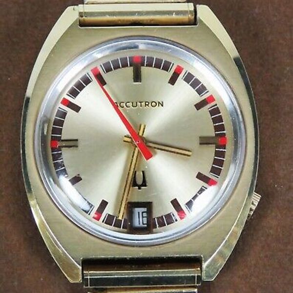 Bulova Accutron Men's Watch 18K/10K Gold-Plated 35mm Tuning Fork Quartz ...
