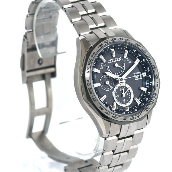 CITIZEN ATTESA Eco-Drive AT9096-57E Solar Radio Black Dial Titanium Men ...