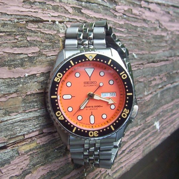 **SOLD** Orange Seiko Diver w/ Jubilee and Turtle Rubber $180 | WatchCharts