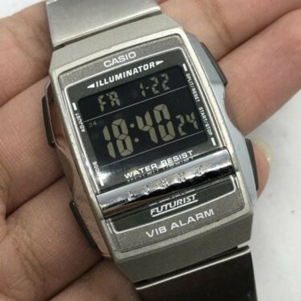 VINTAGE CASIO 1922 A220 FUTURIST MODULE VIB ALARM NEGATIVE DIGIT MEN’S ...