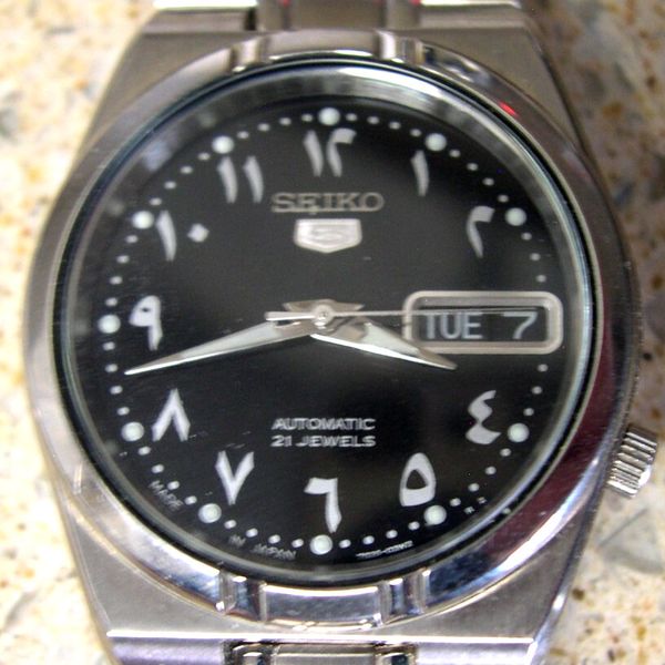 Vintage Seiko 5 21 J. with orig. band, display back, Arabic dial FREE ...