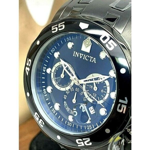 Invicta Men's Watch 0076 Pro Diver Quartz Chronograph Black Stainless ...