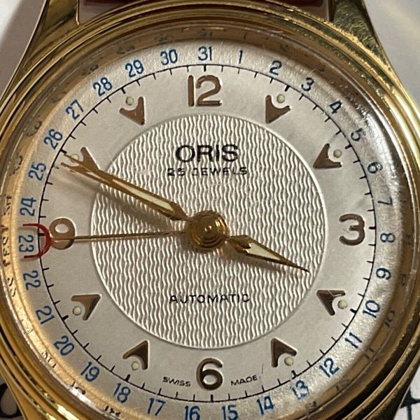 Vintage, near MINT ORIS Pointer Date 7470 Men's 34mm Automatic Watch ...