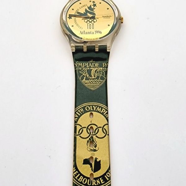 Olympic Games Atlanta 1996 Swatch Green Gold Watch Centennial - Boxed ...