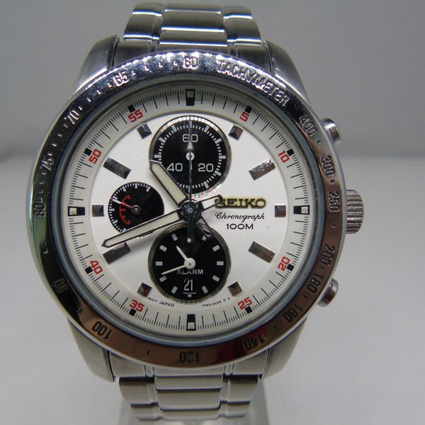 MENS SEIKO 7T62-0HW0 CHRONOGRAPH WATCH - V.G. COND. - BOXED - PLEASE ...
