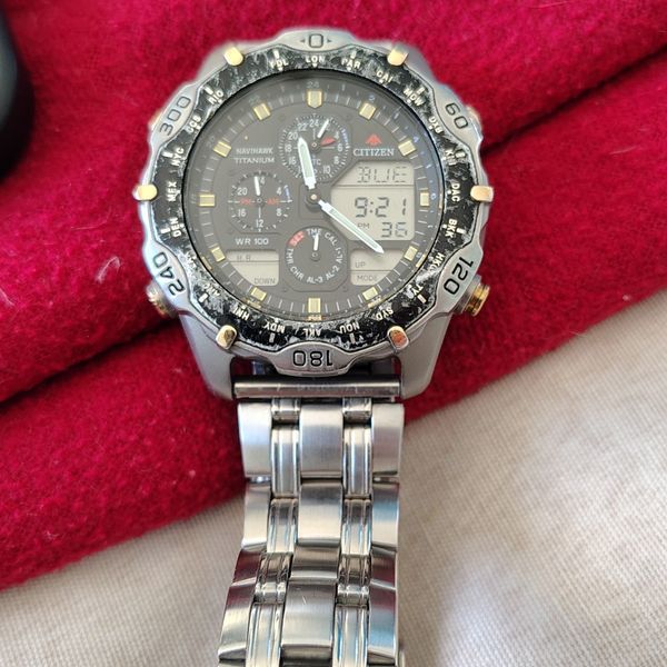 AUTHENTIC CITIZEN WORLD TIME CHRONO NAVIHAWK TITANIUM ANADIGI JAPAN ...