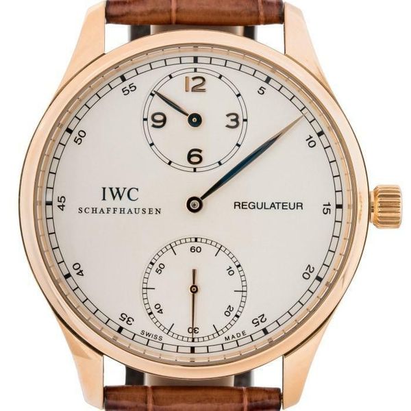 IWC Portuguese Regulateur Regulator Rose Gold White Dial 43mm reference ...