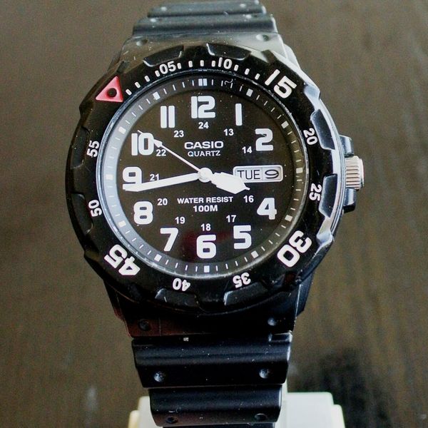 VINTAGE CASIO DAY DATE SPORT DIVER 1-24HR MILITARY DIAL QUARTZ MEN'S ...