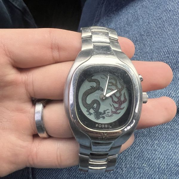 Vintage Fossil Big Tic Dragon Watch: Animated Quartz Wristwatch ...