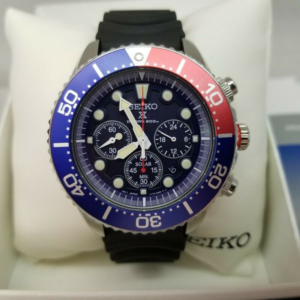 SEIKO PROSPEX DIVE CHRONOGRAPH SSC031 RED/BLUE BEZEL DIVING WATCH BOX ...