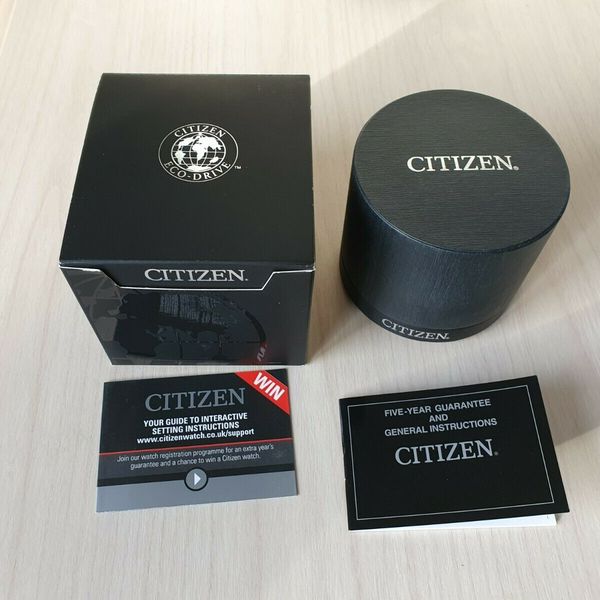 Citizen 37mm Eco-Drive Watch Case & Green Canvas Strap + Box - spares ...