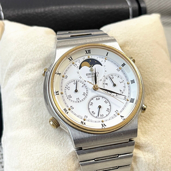 [N MINT] Vintage Seiko 7A48-7000 Moon phase Chronograph Quartz Men's ...