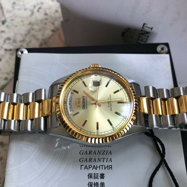 Orient Day Date Automat Gold dial 2 tone Presidents HOMAGE Watch, Rare ...