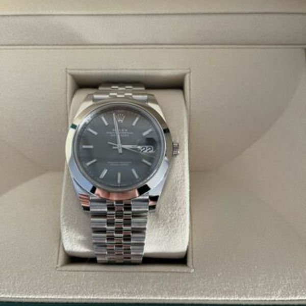 BRAND NEW Rolex Datejust 41 Steel Smooth Bezel Rhodium Dial Watch ...