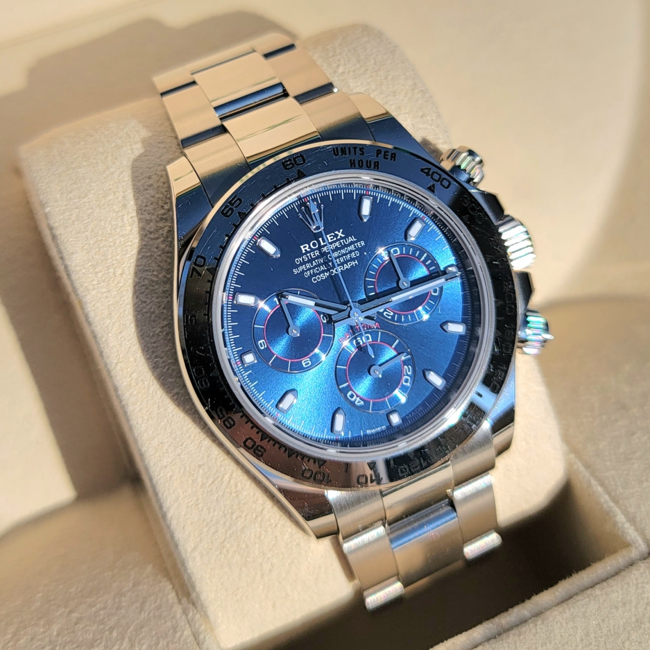 Rolex Daytona Blue Dial White gold! Full set 2021 with white tag ...