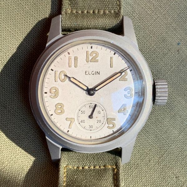 1942 Elgin Grade 554 - 1917-H - US Military Stainless Steel Wristwatch ...