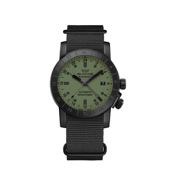 Glycine GL0493 Airman Contemporary GMT Mens Swiss Made Automatic Watch ...