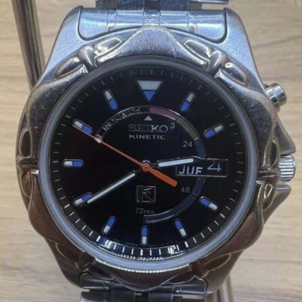 RARE SEIKO Kinetic Indicator 5M23-6B70 Men's Watch, New Capacitor ...