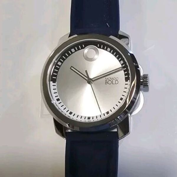 Movado Bold Movado Trend Propel Watch With 43mm Silver Face & Navy ...