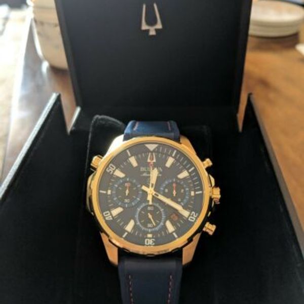 Bulova Men’s Marine Star Chronograph Blue Silicone Strap Watch - Model ...