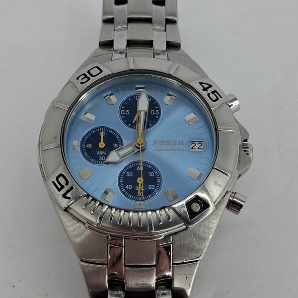 Fossil Speedway Chronograph Men's Watch Silver Tone & Blue CH-2357 ...