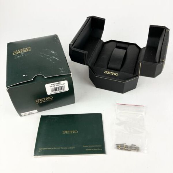 Watch Box Seiko Kinetic Sport SKH060 Silver and Gold 1999 Y2K + Band ...