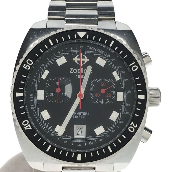 [Used] Zodiac Quartz Wristwatch/Analog/Stainless Steel/BLK/SLV ...