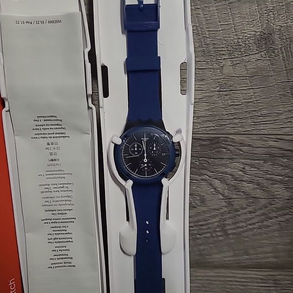 SWATCH+CHRONO PLASTIC+SUSB418 X-DISTRICT BLUE And BLACK BRAND NEW ...