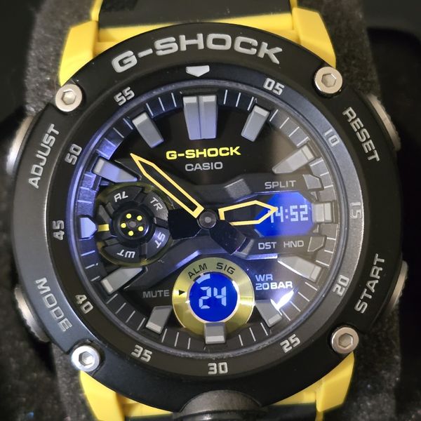 Casio G-Shock Men's Carbon Core Guard Watch GA-2000-1A9ER Black/Yellow ...
