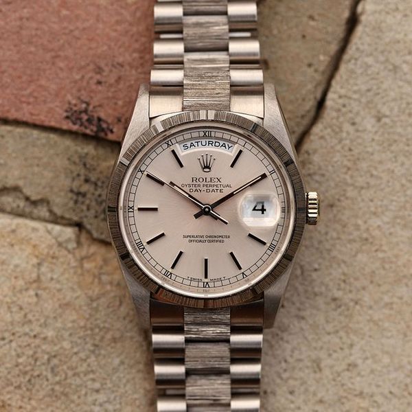 1991 Rolex Day-Date ref. 18249 White Gold Bark, Top Condition with ...