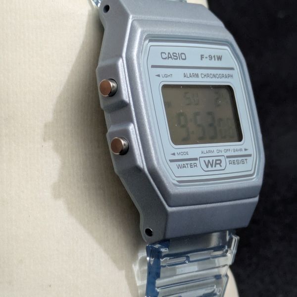 Original Casio F-91W Clear Aqua Blue Watch 8" Alarm Chronograph 35mm ...