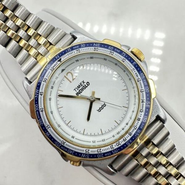 Vintage 1970/80s Timex Indiglo Compass Bezel White Dial Sports - NEW ...
