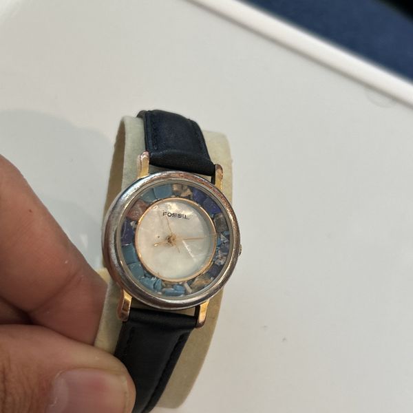 Rare Vintage Fossil Watch â Unique Stone Inlay Dial, New Battery ...