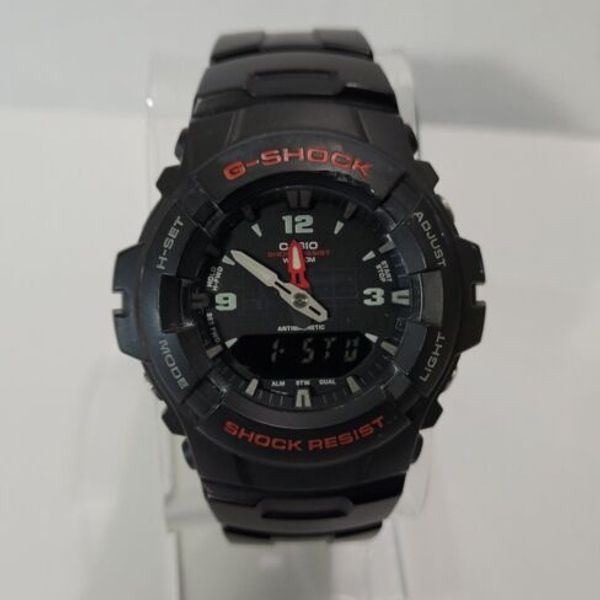 Black Casio G-Shock G-100 Module 5158 Digital Analog Watch Nice! Works ...