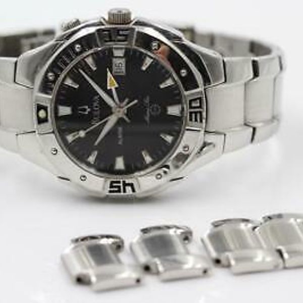 BULOVA MARINE STAR ALARM 96B87 STAINLESS STEEL MENS WRISTWATCH ...