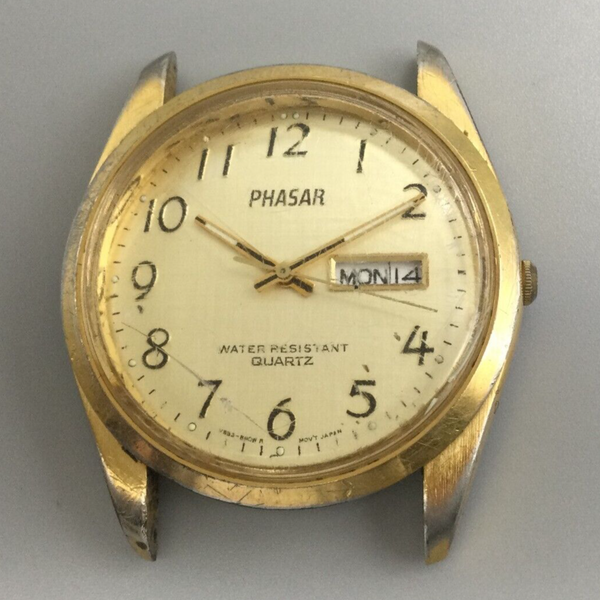 Vintage Phasar by Sears Watch Men Gold Tone Day Date No Band New ...