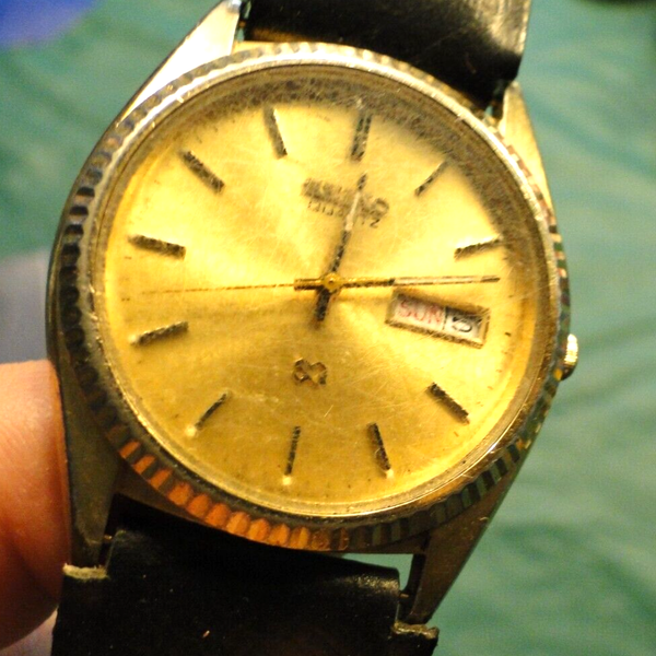 Vtg 36mm Mens Seiko SQ Style Watch 5y23-8A60 Fluted Bezel New Batt Face ...