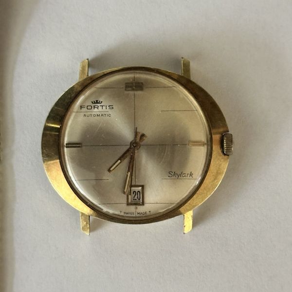1970â s Gold Tone Automatic Fortis Skylark Watch Original Bands Runs ...