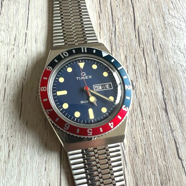 Timex Q Reissue Mens Watch 38mm Pepsi Bezel | WatchCharts Marketplace