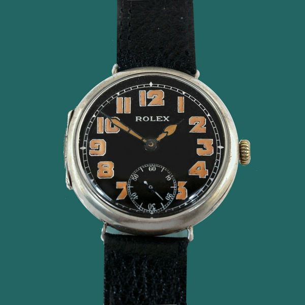ROLEX Vintage 1913 WWI Military Trench Antique Officers Watch Black ...