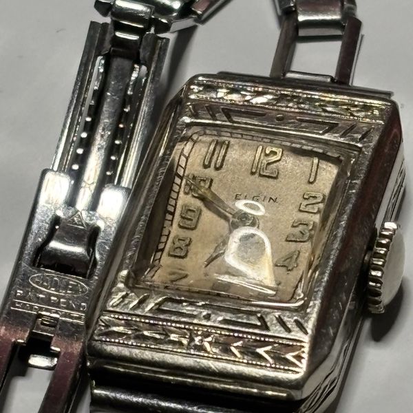 Vintage Art Deco Ladies Elgin Tank Watch 14K Gold Filled Runs For Parts ...