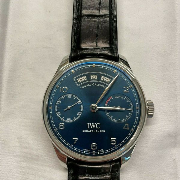 IWC Portugieser Annual Calendar Power Reserve Stainless Blue Dial ...