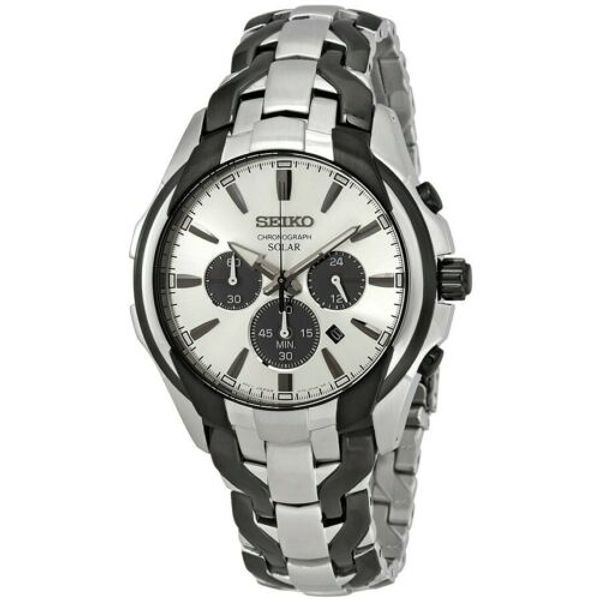 Seiko Men's Solar Excelsior Invert ION Stainless Steel Chronograph ...