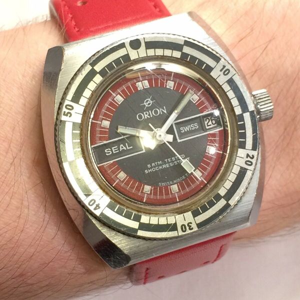 FANTASTIC Vintage Swiss ORION SEAL 5 ATM Divers Watch ft. Rotating ...