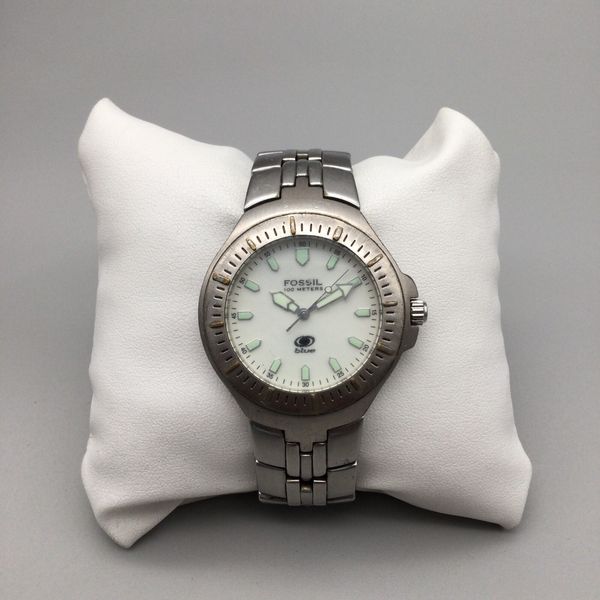 Fossil Watch Men 41mm Silver Tone Date 100M Stainless AM-3297 New ...